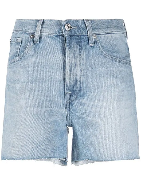 7 For All Mankind Raw-cut Hem Denim Shorts