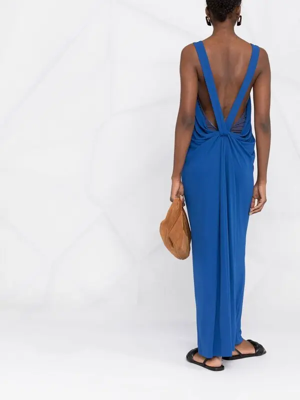 Alberta Ferretti V-back Draped Maxi Dress
