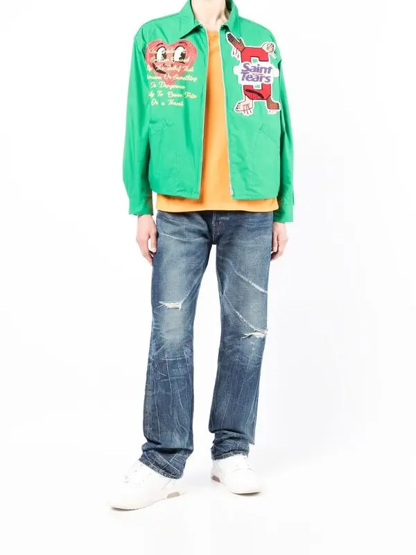 Saint Mxxxxxx X Denim Tears Graphic-Embroidered Jacket In Green