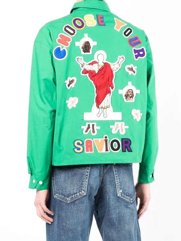 Saint Mxxxxxx X Denim Tears Graphic-Embroidered Jacket In Green