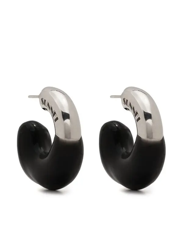 Sunnei Rubberized Hoop Earrings - Black