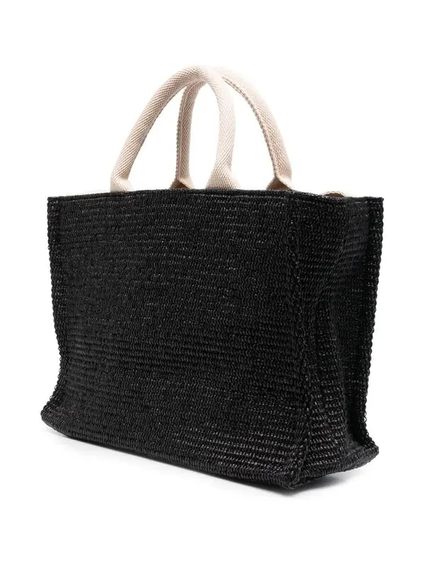 Marni Logo Raffia-effect Tote Bag - Black