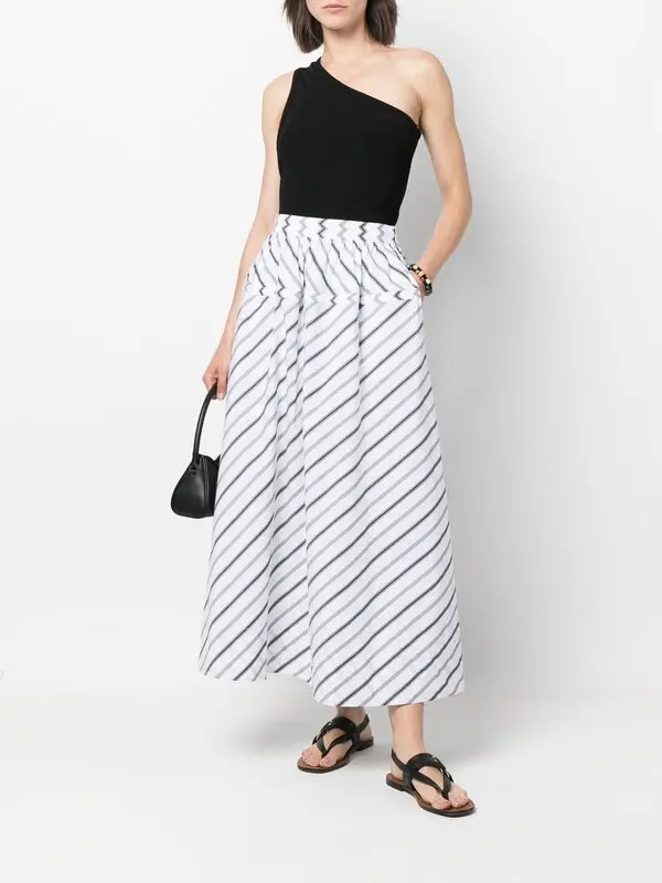 Tory Burch Striped Poplin A-line Skirt