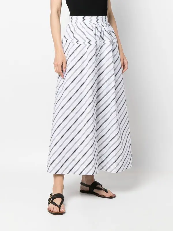 Tory Burch Striped Poplin A-line Skirt