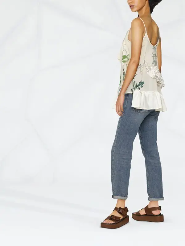 SEMICOUTURE Leaf-print Silk Top