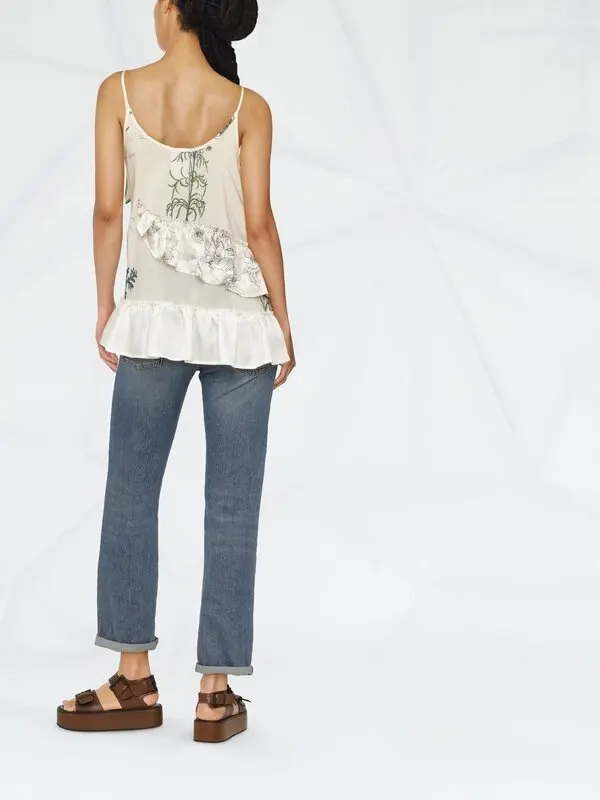 SEMICOUTURE Leaf-print Silk Top