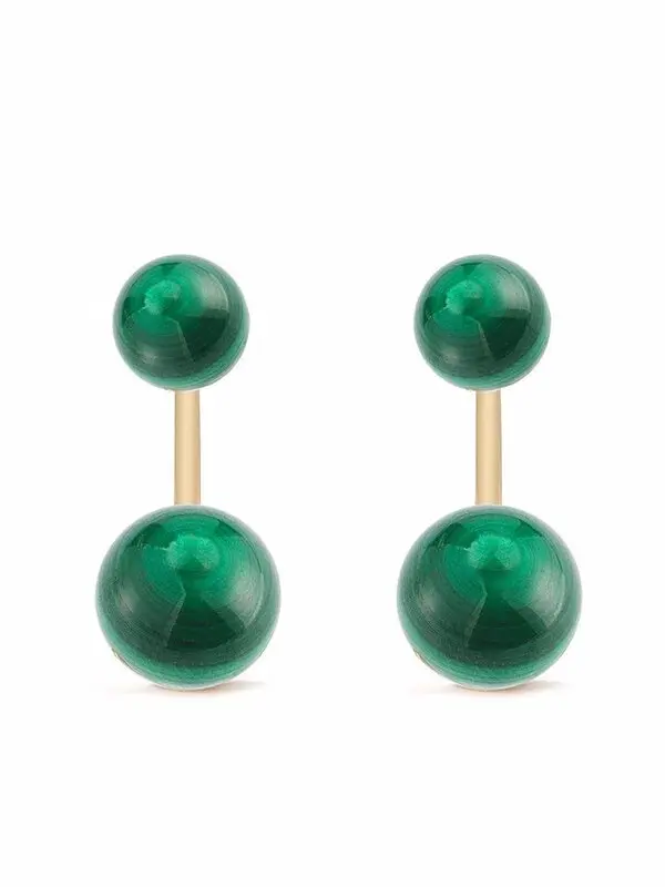 Mateo 14kt Yellow Malachite Ear Jacket Earrings - Gold