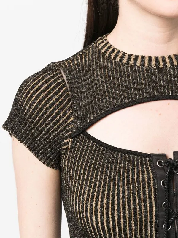 Andersson Bell Cut-out Detail Ribbed Knit Top