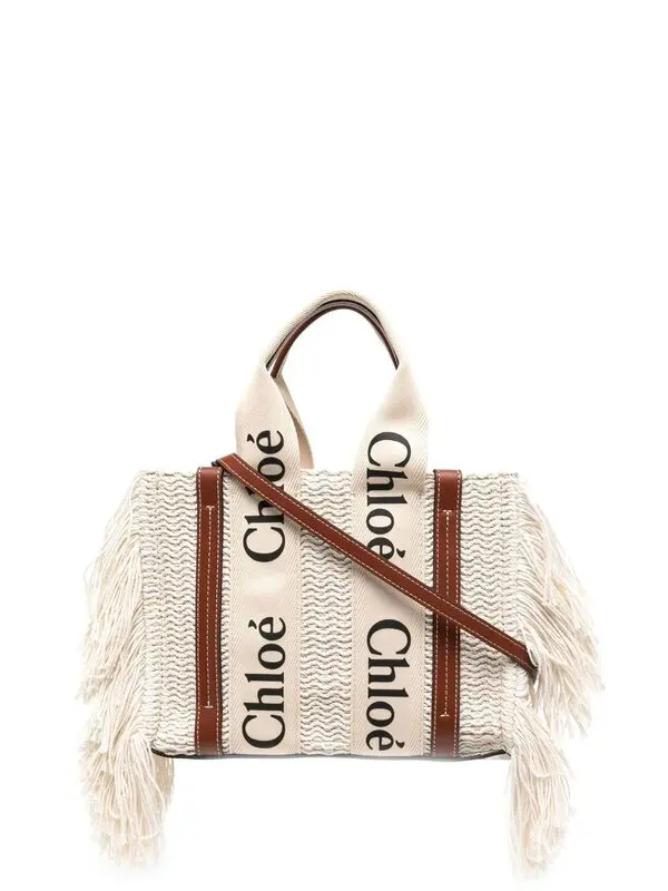 Chloé Woody Fringe Tote - White