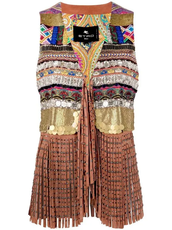 Etro Fringed Patterned Gilet