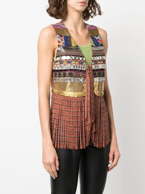 Etro Fringed Patterned Gilet