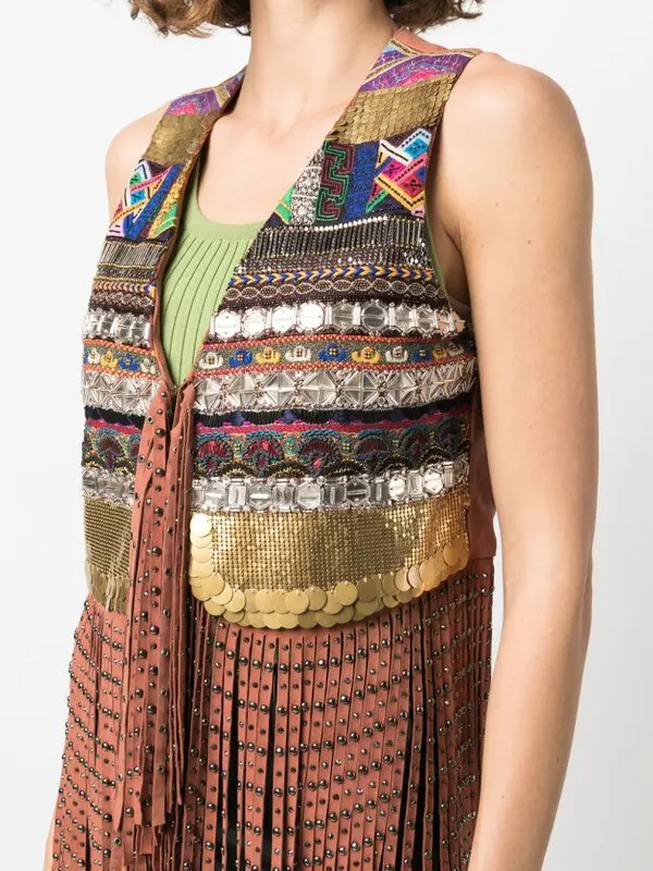 Etro Fringed Patterned Gilet