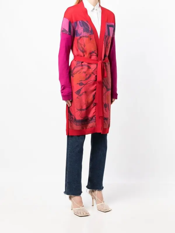 FERRAGAMO Heritage-print Long Belted Cardigan