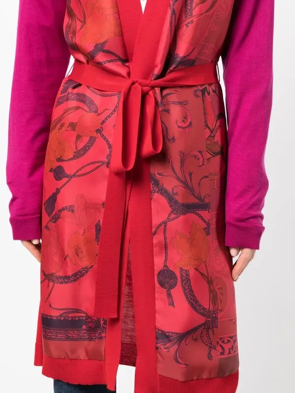 FERRAGAMO Heritage-print Long Belted Cardigan