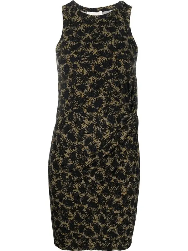 Michael Kors Leaf-Print Mini Dress In Green - 30% Off | Editorialist