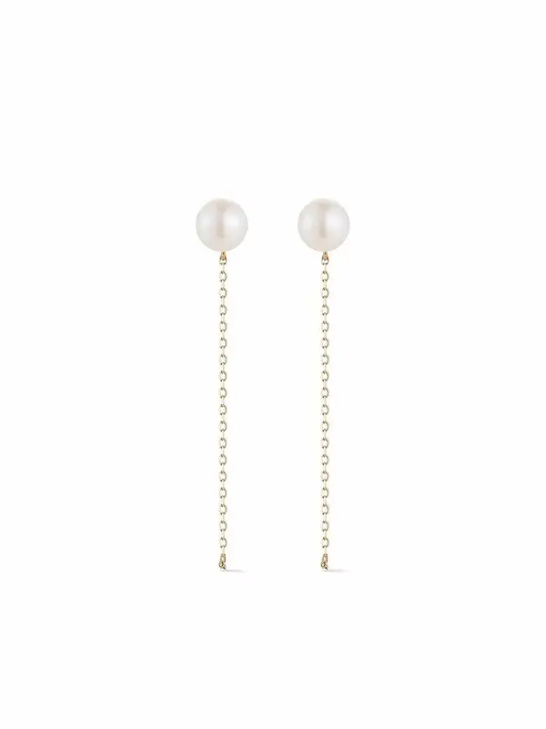 Mateo 14kt Yellow Pearl Chain Drop Earrings - Gold