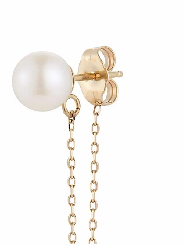 Mateo 14kt Yellow Pearl Chain Drop Earrings