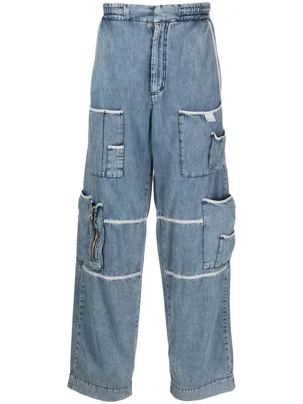 DIESEL® Wide Leg Cargo Distressed Jeans