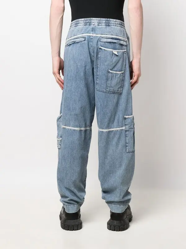 DIESEL® Wide Leg Cargo Distressed Jeans