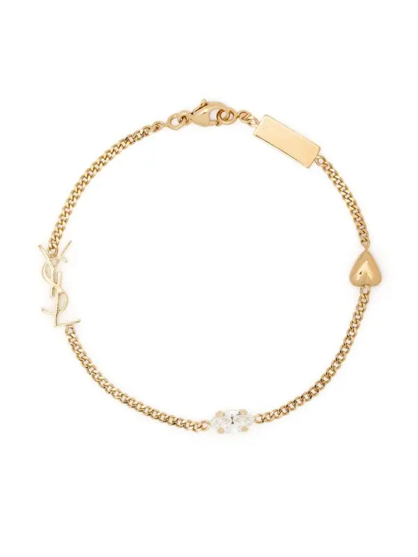 Saint Laurent Cassandre Heart Charm Bracelet - Gold