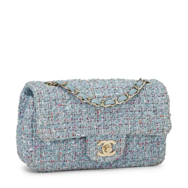 WHAT GOES AROUND COMES AROUND Chanel Blue Tweed Rectangular Flap Mini