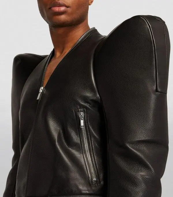 Rick Owens Leather Kunst Biker Jacket - Black | Editorialist
