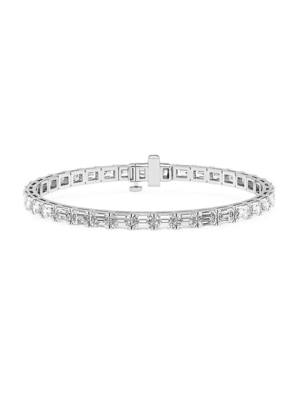Saks Fifth Avenue Collection 14k & 12 Tcw Emerald-cut Lab-grown Diamond Tennis Bracelet - White Gold