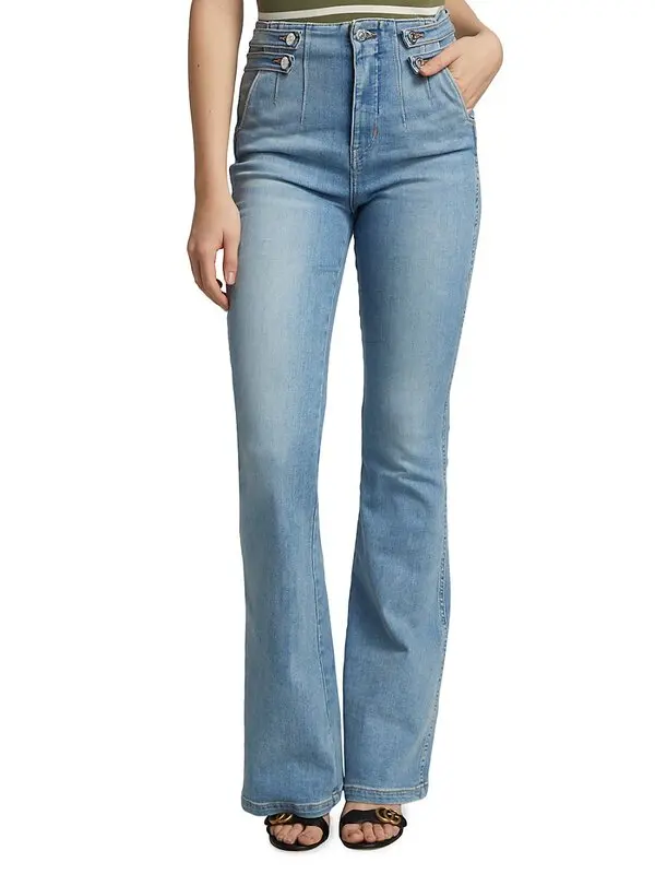 Veronica Beard Beverly Button Tab Flare Jeans Size