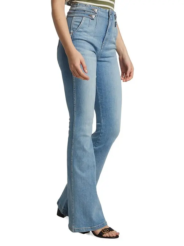 Veronica Beard Beverly Button Tab Flare Jeans Size