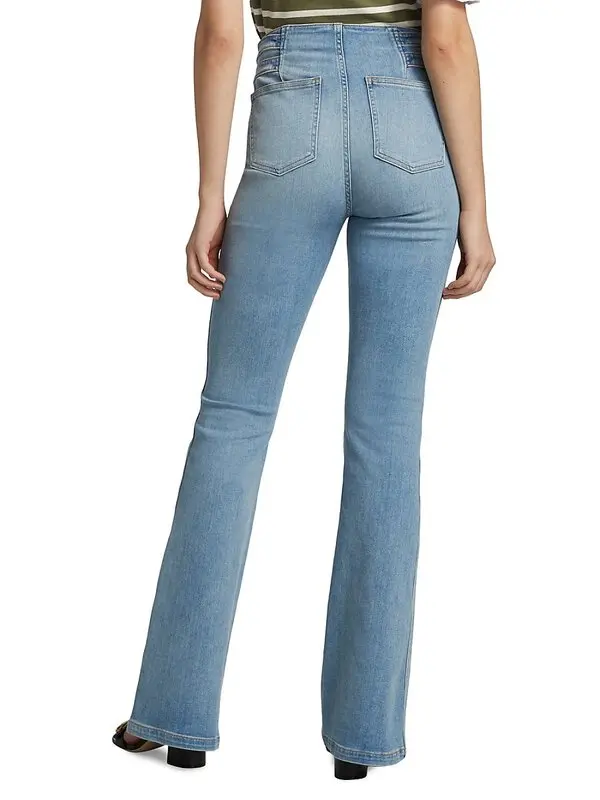 Veronica Beard Beverly Button Tab Flare Jeans Size