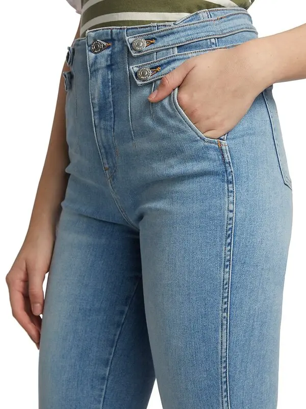 Veronica Beard Beverly Button Tab Flare Jeans Size