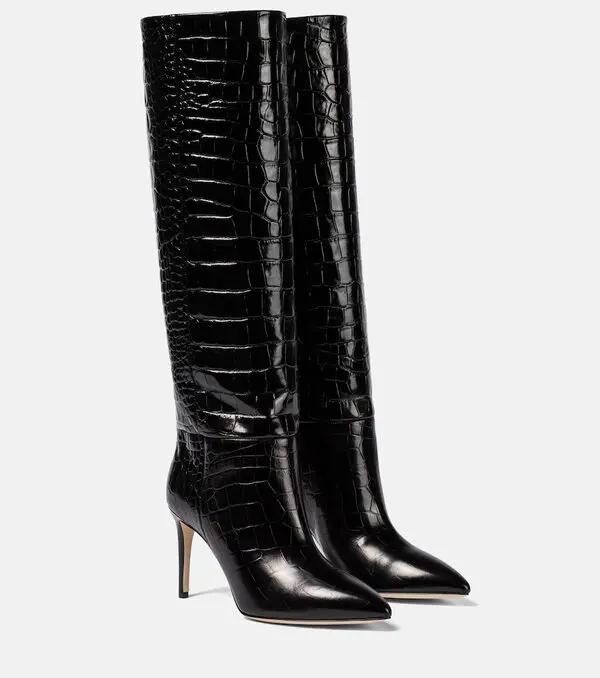 Paris Texas Croc-effect Leather Knee-high Boots - Black