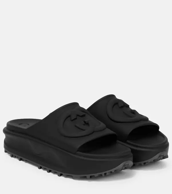 Gucci Gg Rubber Slides - Black | Editorialist