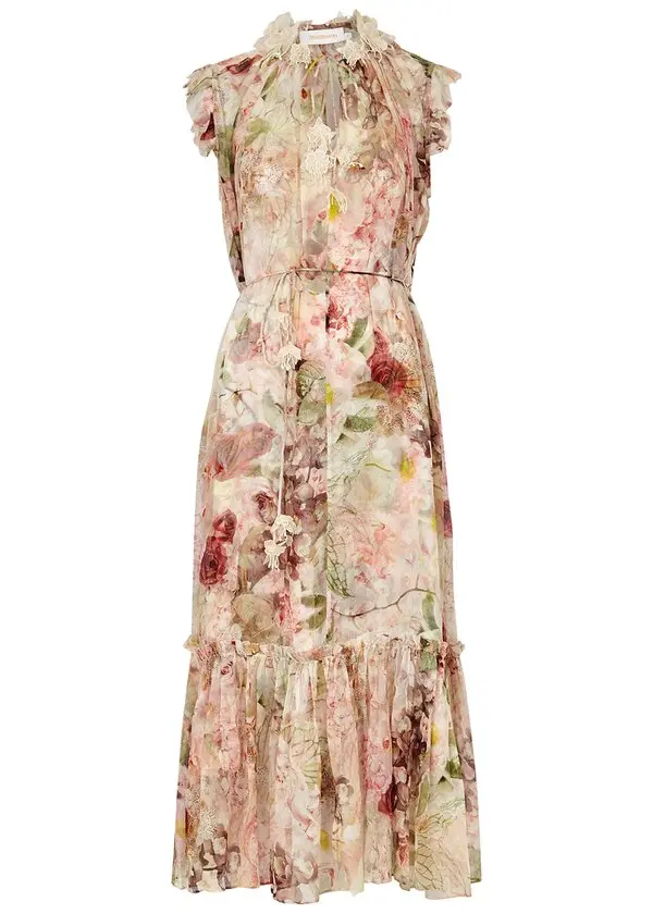 Zimmermann Dancer Flutter Floral-print Silk-chiffon Midi Dress