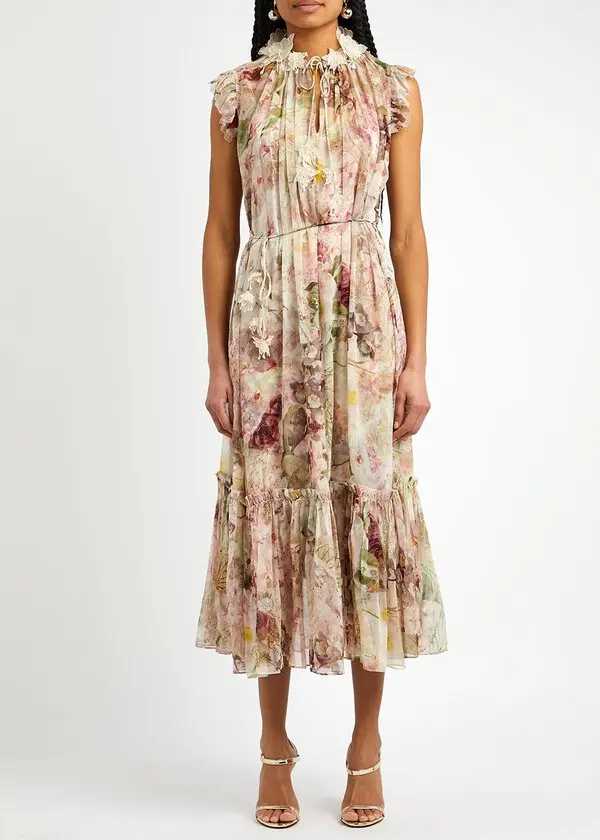 Zimmermann Dancer Flutter Floral-print Silk-chiffon Midi Dress