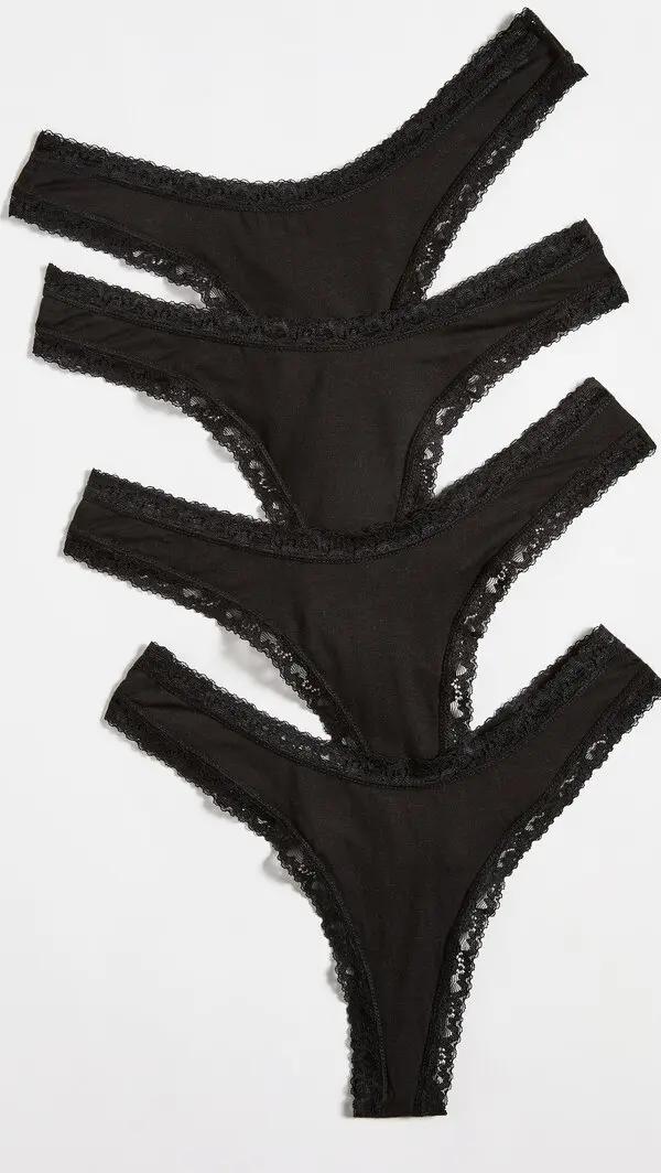 STRIPE & STARE Thong 4 Pack Box - Black
