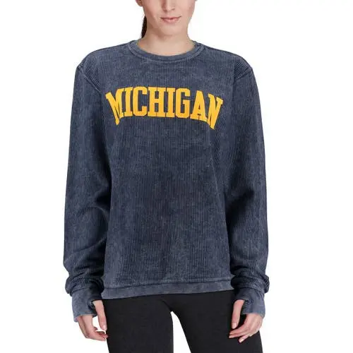 PRESSBOX Michigan Wolverines Comfy Cord Vintage Wash Basic Arch Pullover Sweatshirt
