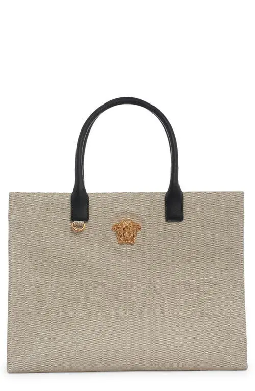 Versace La Medusa Canvas Tote - Rope Black-versace Gold
