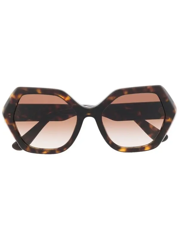 Dolce & Gabbana Dg Crossed Geometric-frame Sunglasses - Brown