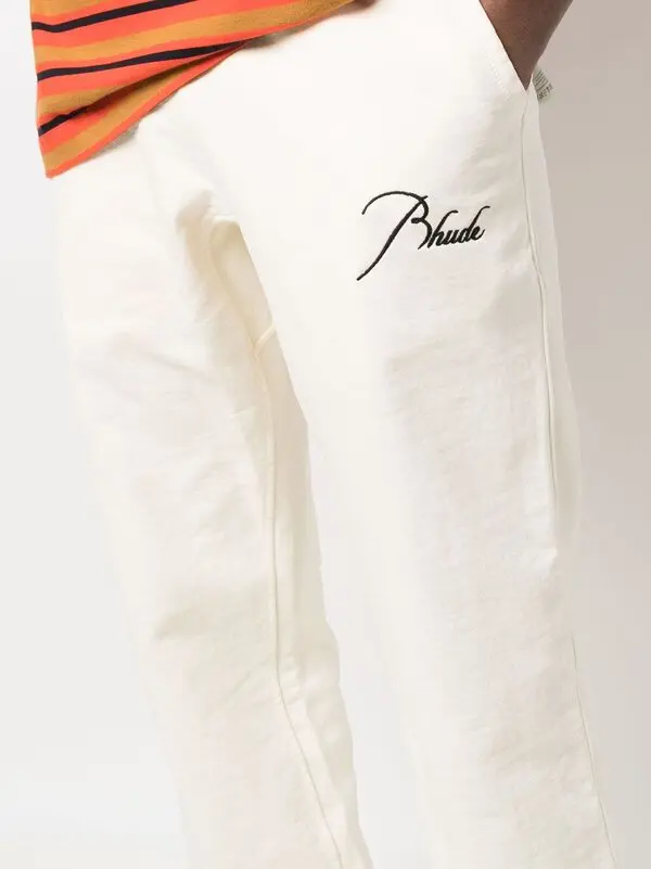 Rhude Logo-embroidered Track Pants - Neutrals