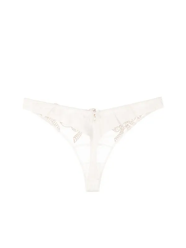 FLEUR DU MAL Bow Guipure Embroidered Thong