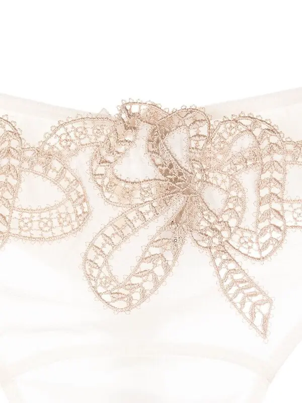 FLEUR DU MAL Bow Guipure Embroidered Thong