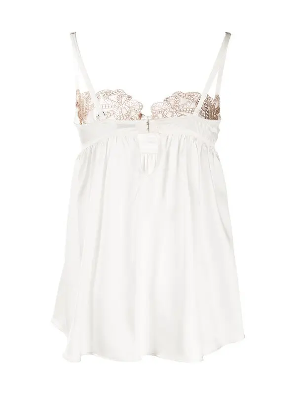 FLEUR DU MAL Bow Guipure Embroidery Cupped Babydoll
