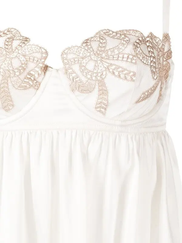 FLEUR DU MAL Bow Guipure Embroidery Cupped Babydoll