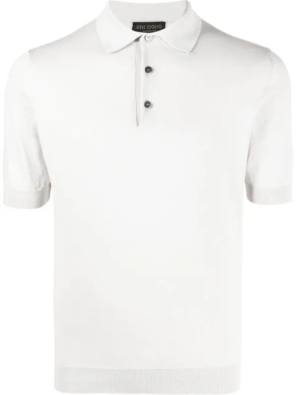 DELL'OGLIO Cotton Short-sleeve Polo Shirt - Grey