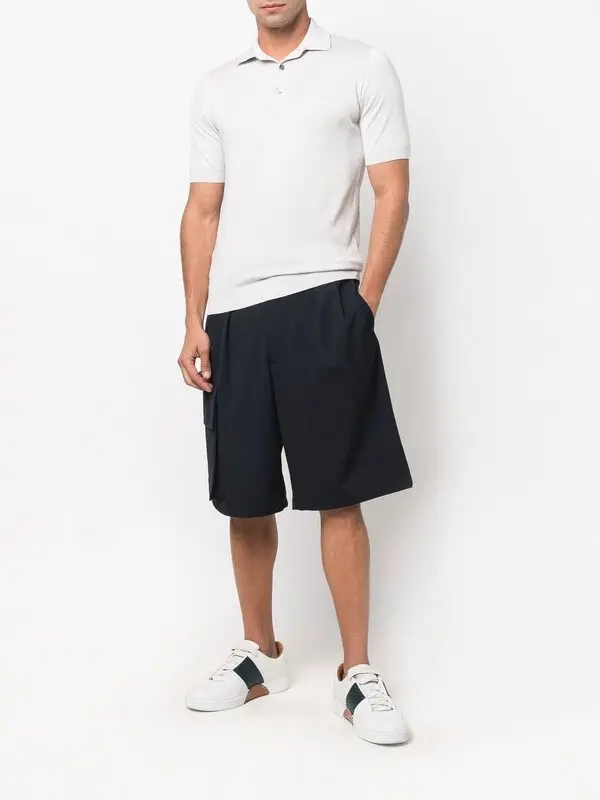 DELL'OGLIO Cotton Short-sleeve Polo Shirt - Grey