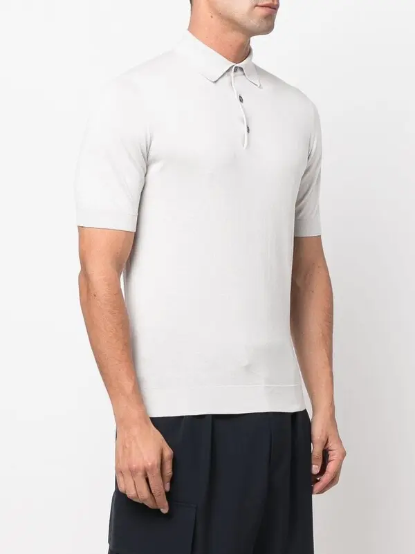 DELL'OGLIO Cotton Short-sleeve Polo Shirt - Grey