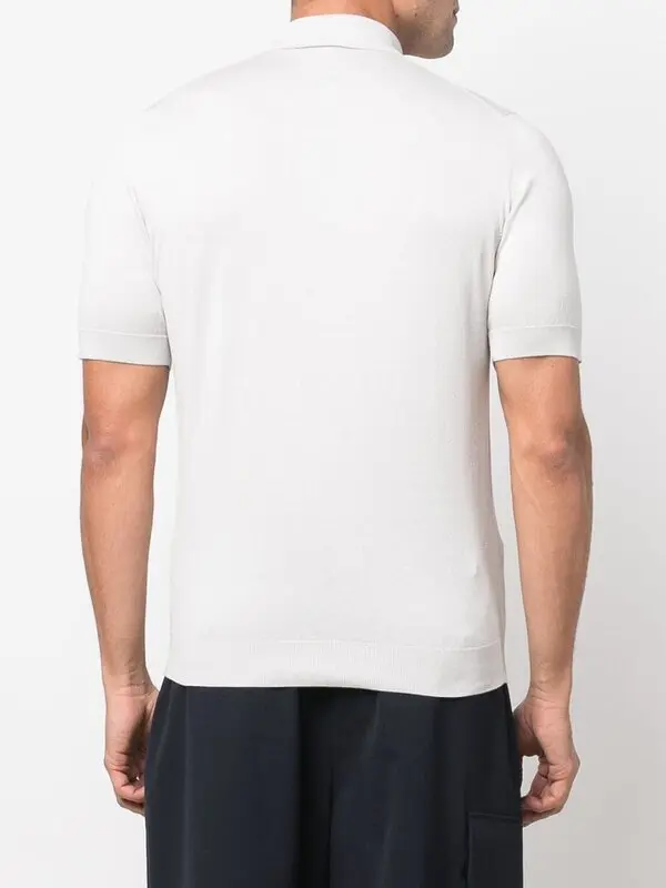 DELL'OGLIO Cotton Short-sleeve Polo Shirt - Grey