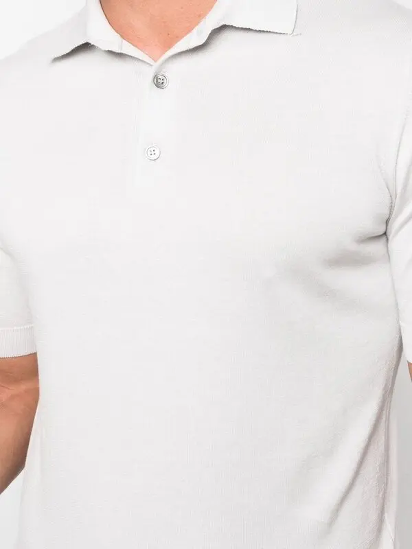 DELL'OGLIO Cotton Short-sleeve Polo Shirt - Grey