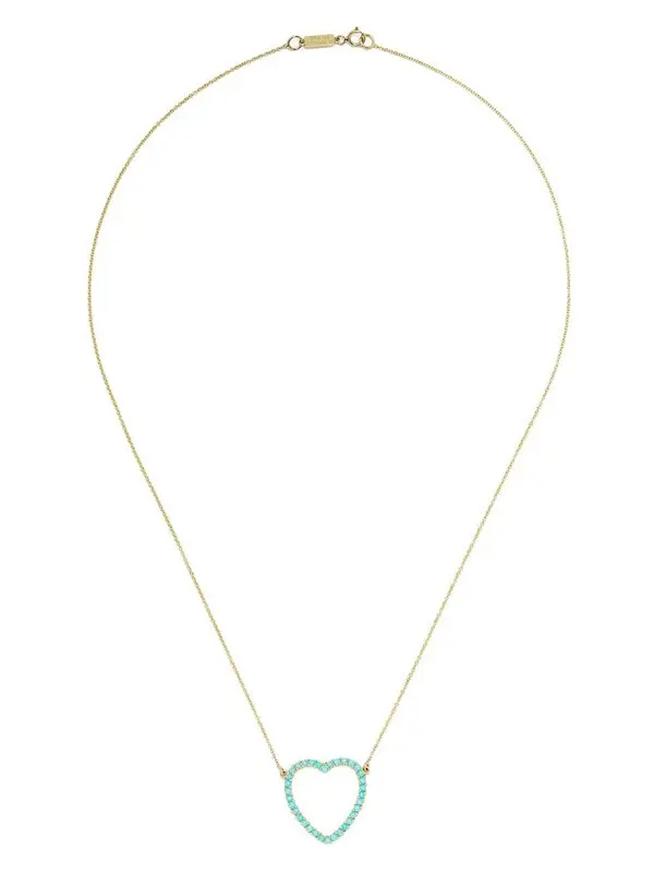 JENNIFER MEYER 18kt Yellow Gold Turquoise Heart Pendant Necklace - Black